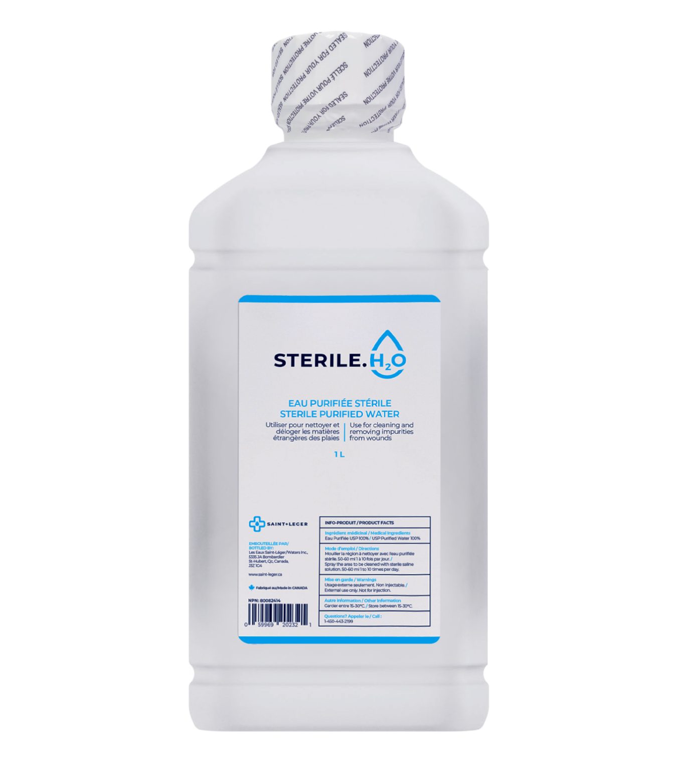 Saint-Léger Sterile Purified Water Bottle 1L 6/box - Cardio Choc